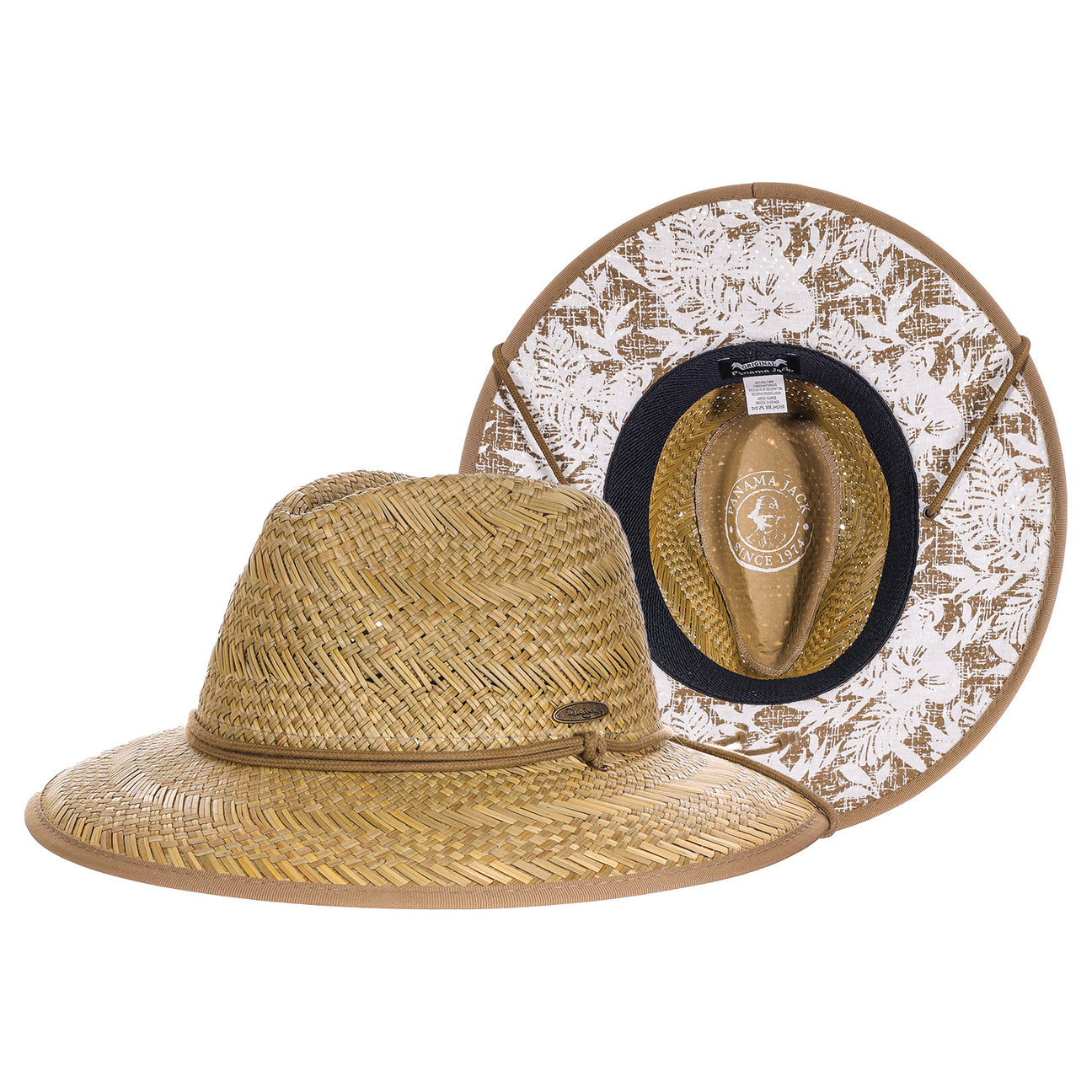 Floral Underbrim Deluxe Rush Straw UPF 50+ Lifeguard Hat – Panama Jack®